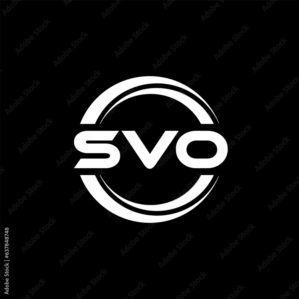 Vecteur Stock SVO letter logo design with black background in ...