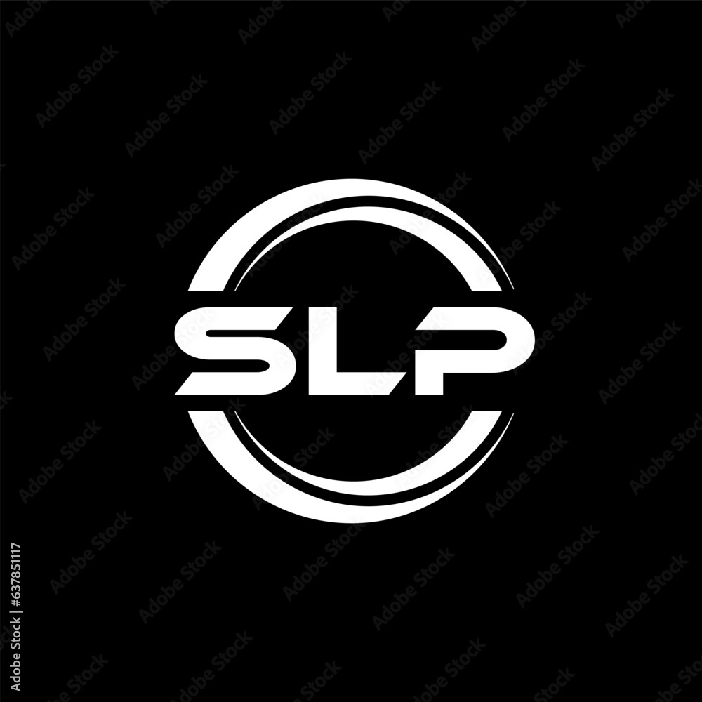 SLP letter logo design with black background in illustrator, vector ...