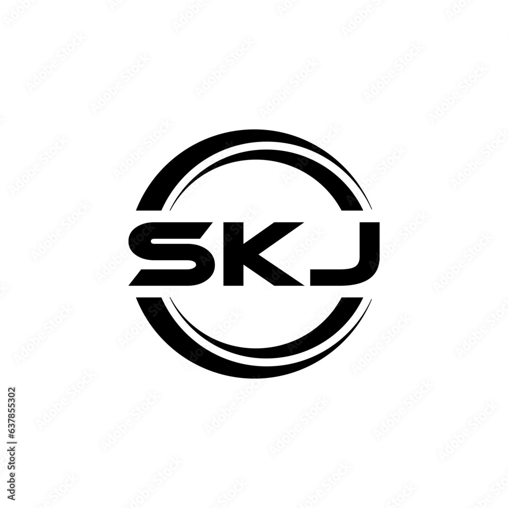 SKJ letter logo design with white background in illustrator, vector ...