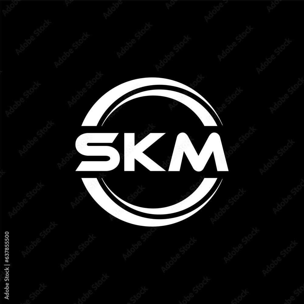 SKM letter logo design with black background in illustrator, vector ...
