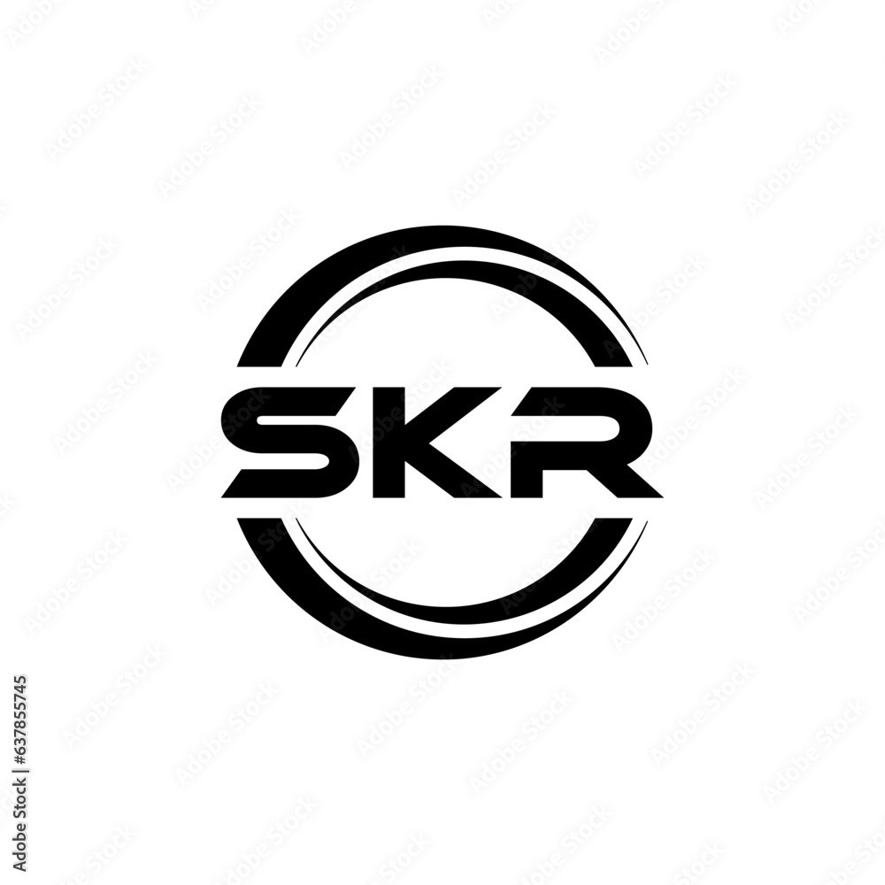 SKR letter logo design with white background in illustrator, vector logo modern alphabet font ...