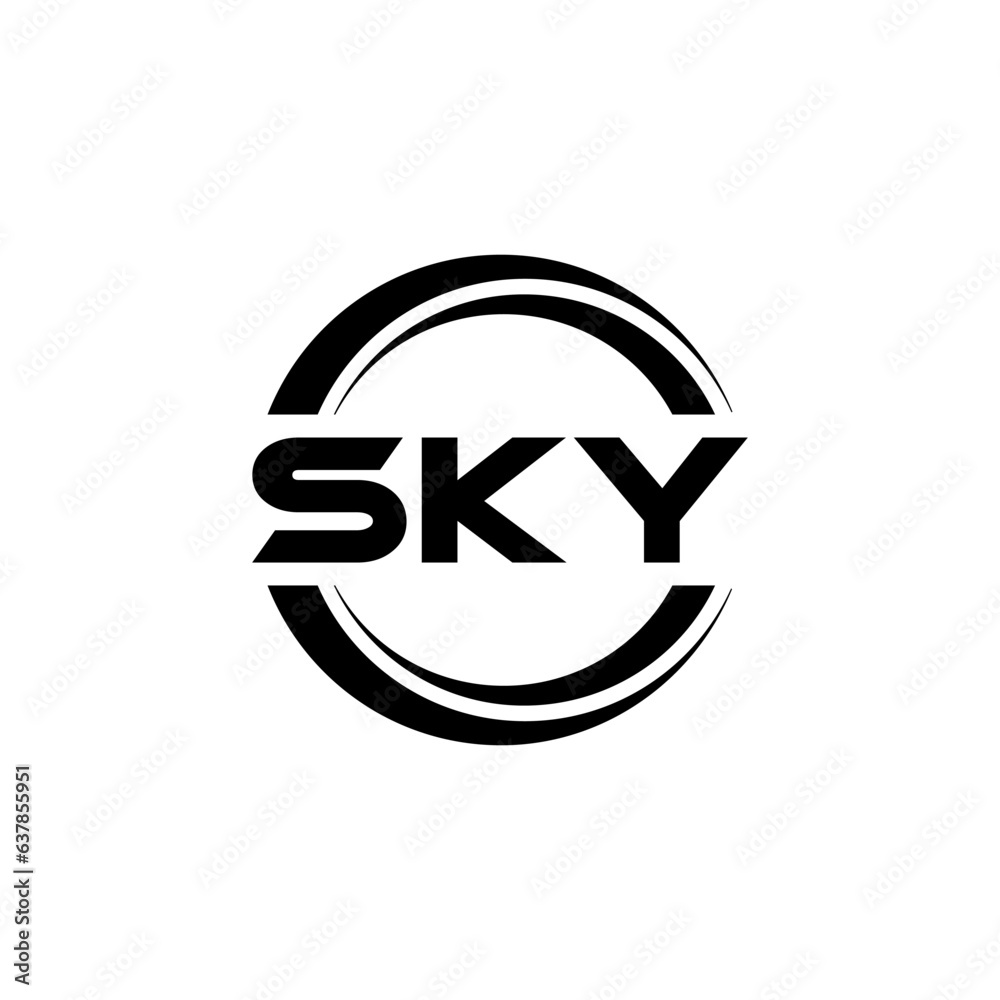 SKY letter logo design with white background in illustrator, vector ...