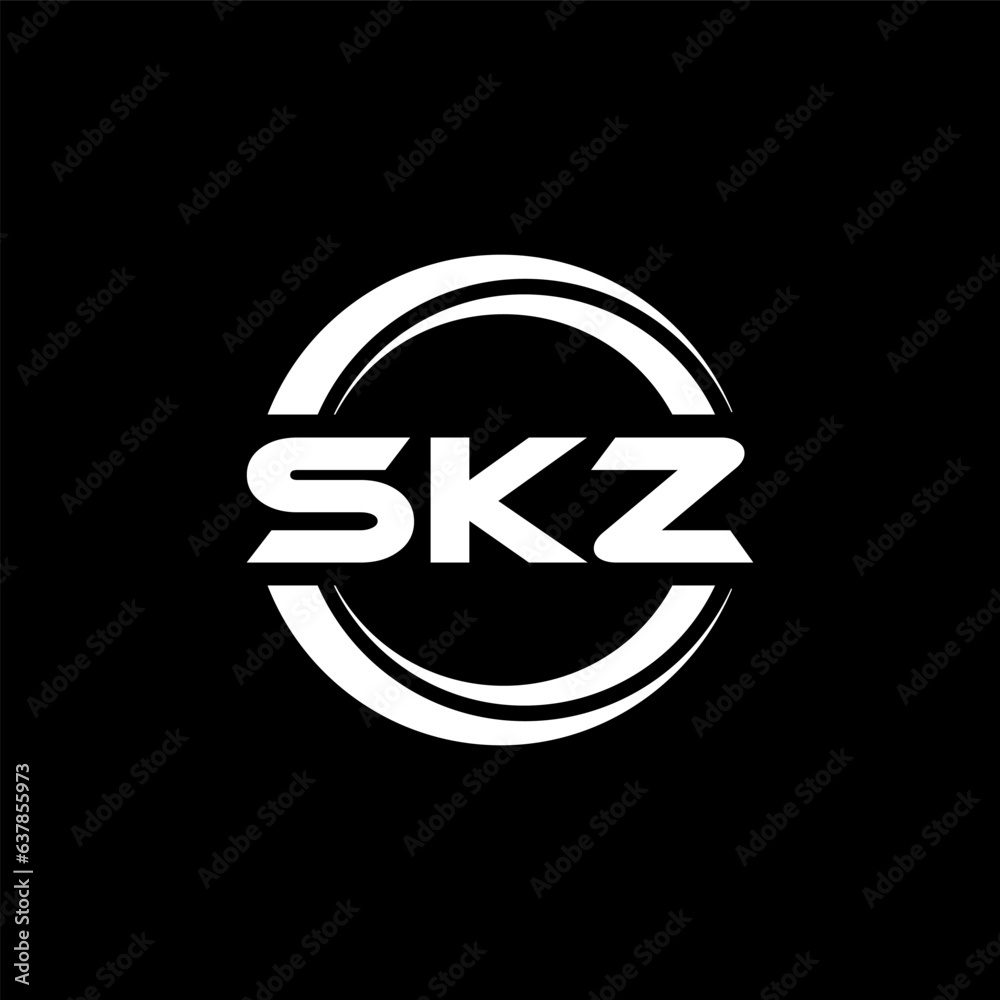 SKZ letter logo design with black background in illustrator, vector ...
