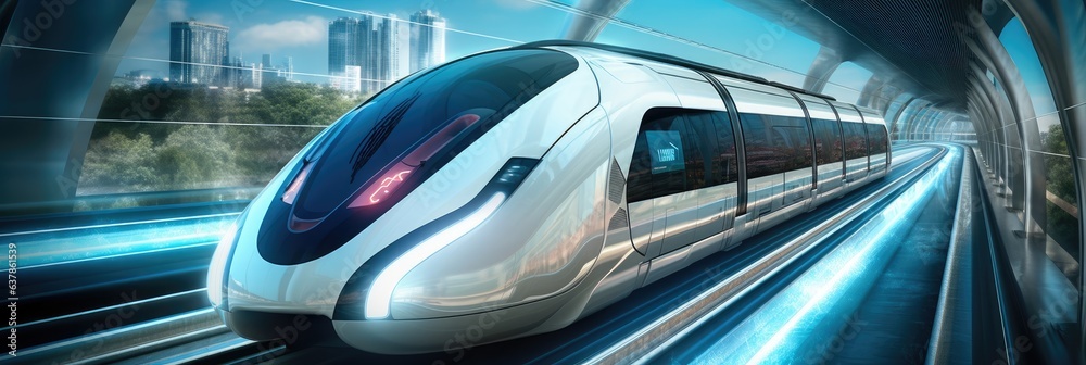 Futuristic concept, Futuristic bullet train or hyperloop ultrasonic ...