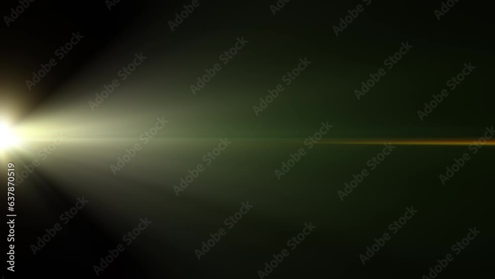 Abstract gold green optical lens flares shine light burst moving to ...