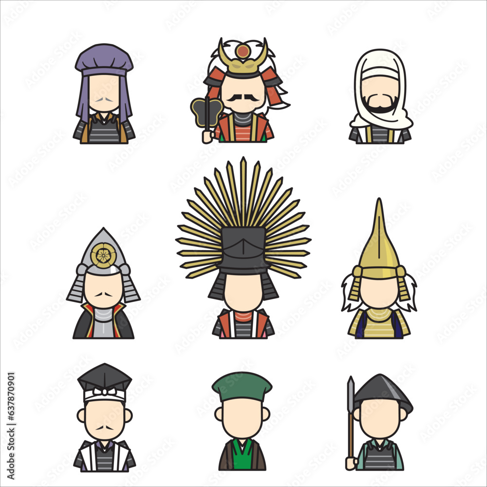 日本の歴史アイコンイラスト集〜戦国時代 Stock ベクター | Adobe Stock
