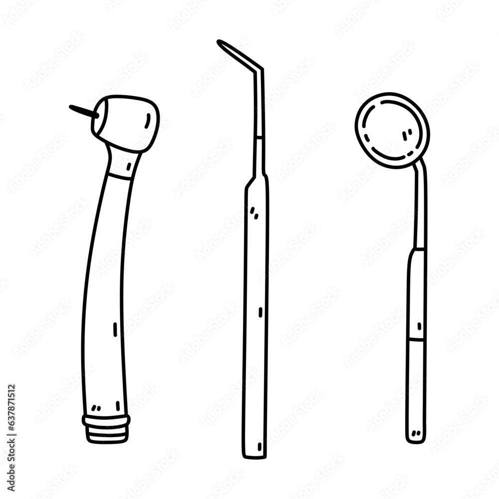 Medical dentistry tools isolated on white background. Dental probe ...