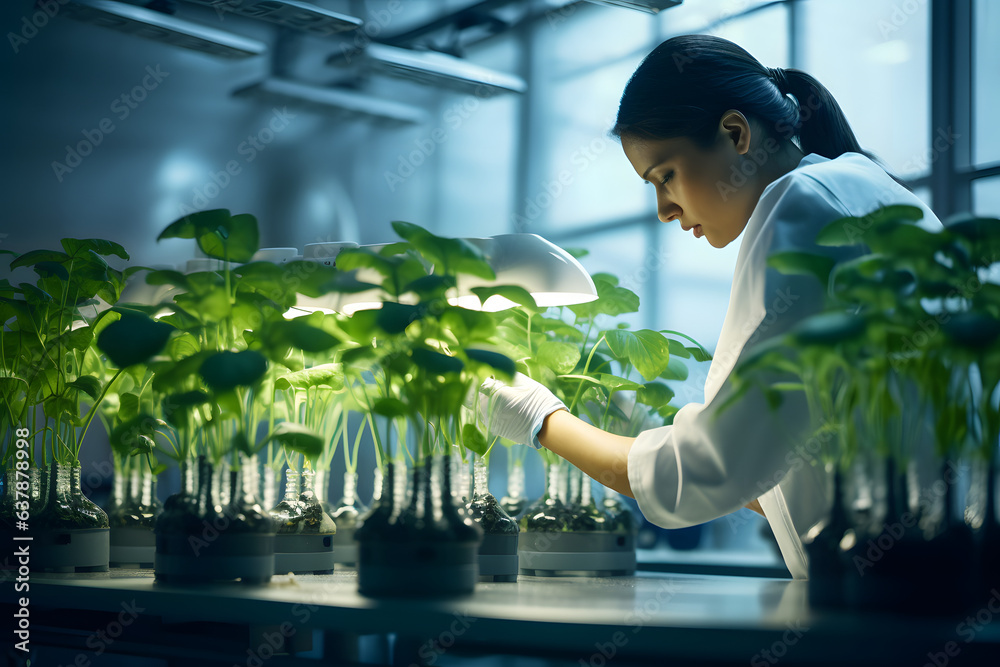 Genetically modified crops, biotechnology, plant grown in a laboratory ...