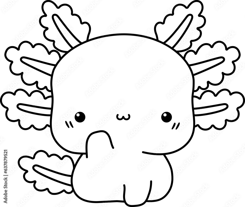 Axolotl Outline, Cute Underwater Animal Outline Stock Vector | Adobe Stock
