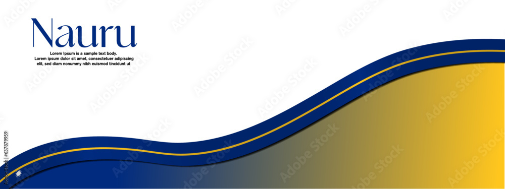 3D Nauru Flag Banner with copy space and 3d Nauruan flag ribbon. Silk ...