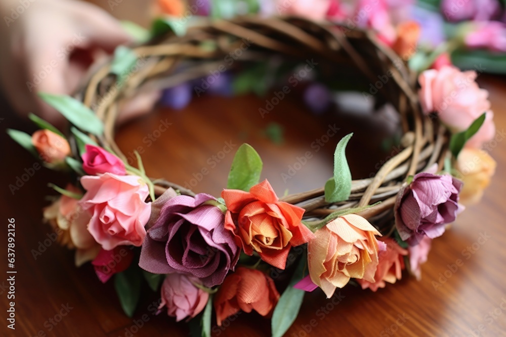step-by-step process of weaving a flower crown Stock Photo | Adobe Stock