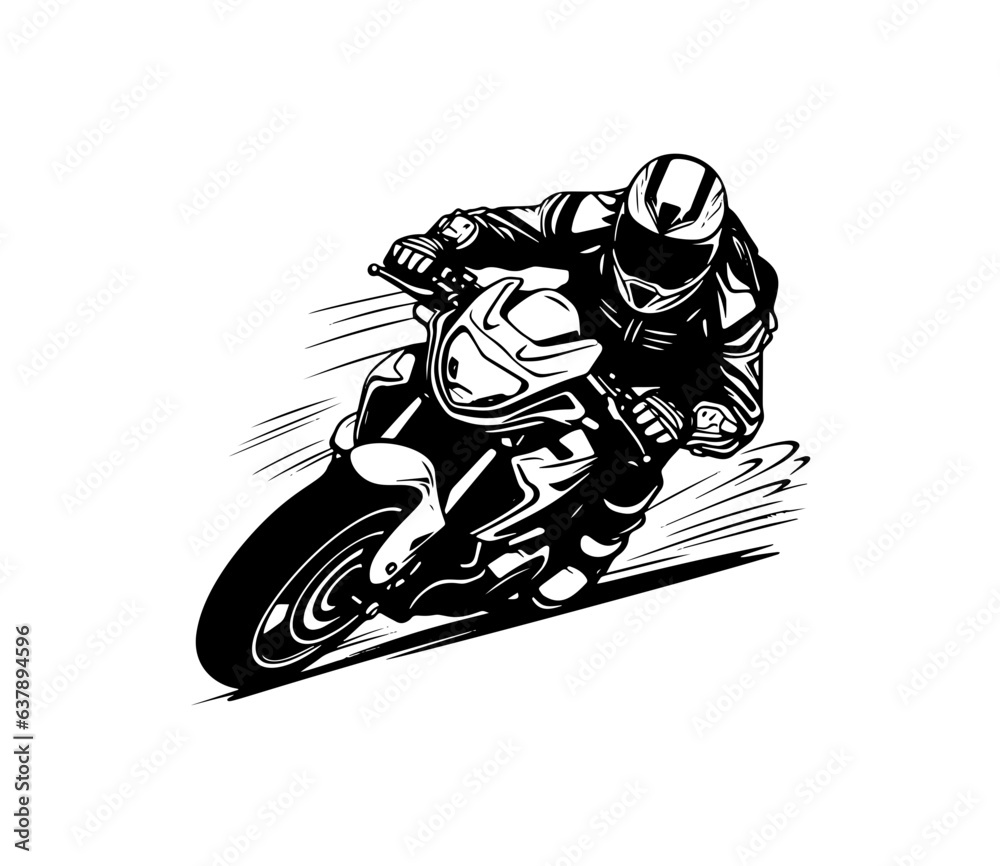 Moto gp vector art. Man on a motorbike at high speed leaning in the ...