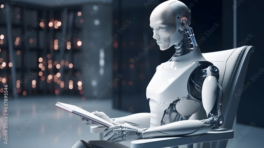Foto de Sharp Focus on the face An AI assistant, resembling a humanoid ...
