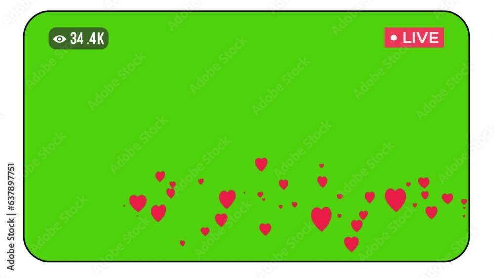 Live Stream Green Screen Animations of Social Media heart Icons Stock ...