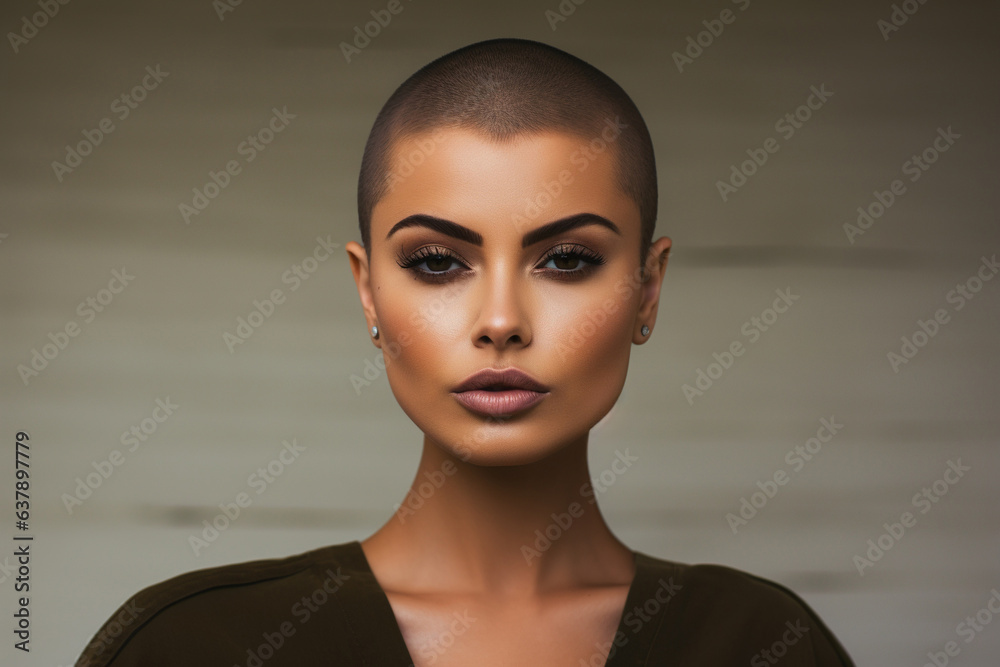 Fashionable female with buzz cut hairstyle Stock Photo | Adobe Stock