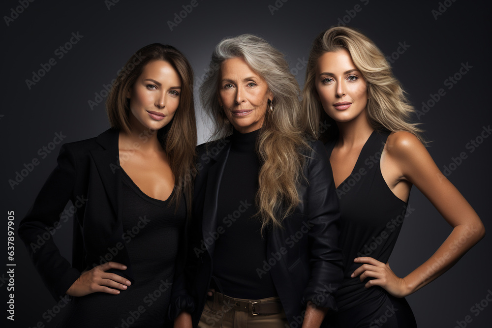 Female models of different ages celebrate their natural body Stock ...