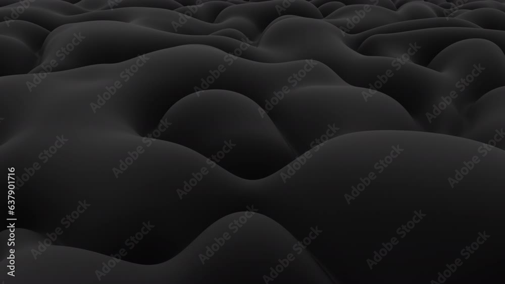 3d Abstract black wavy background. looping animation. Slow motion ...