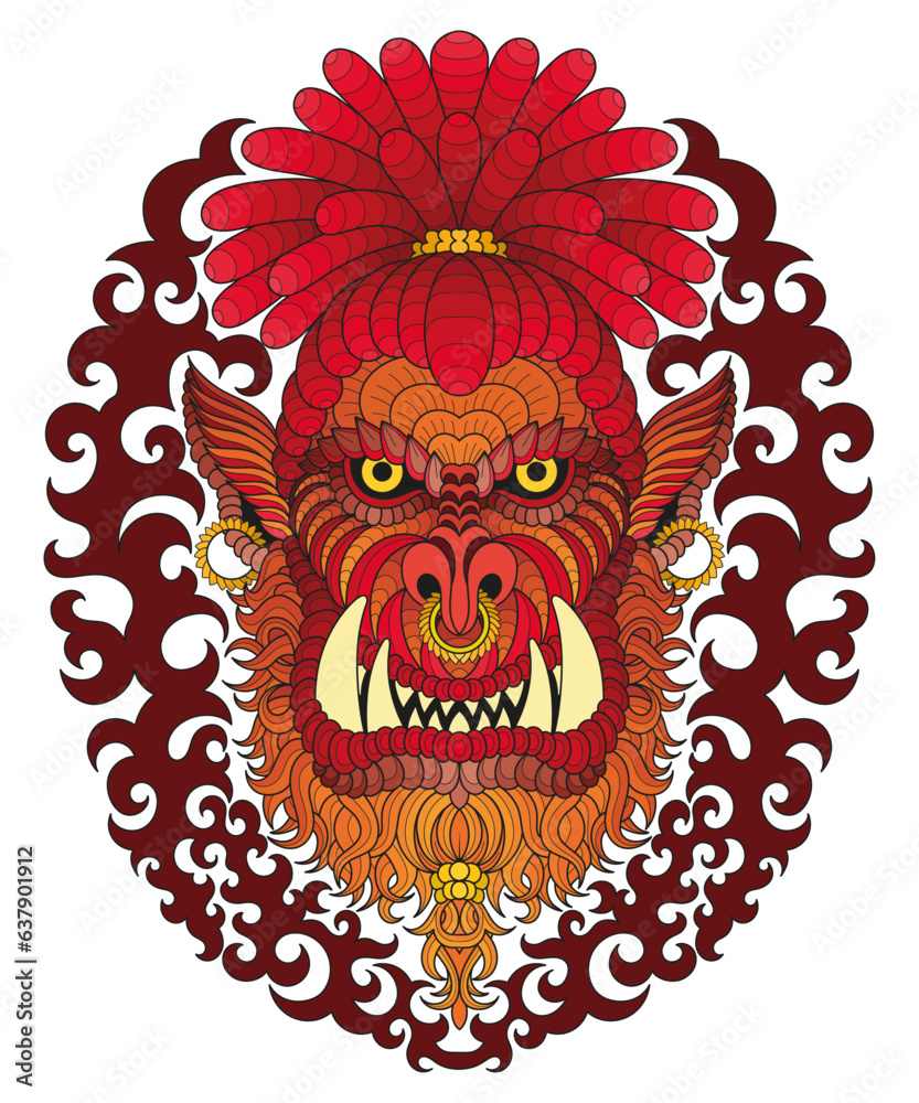 The fiery leader of the orc tribe! Orc vector illustration. Hand drawn ...