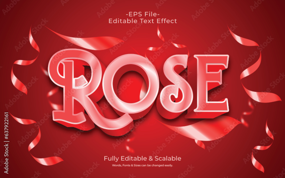 Rose Style 3D Text Effect Full Editable Vector Stock Vector | Adobe Stock