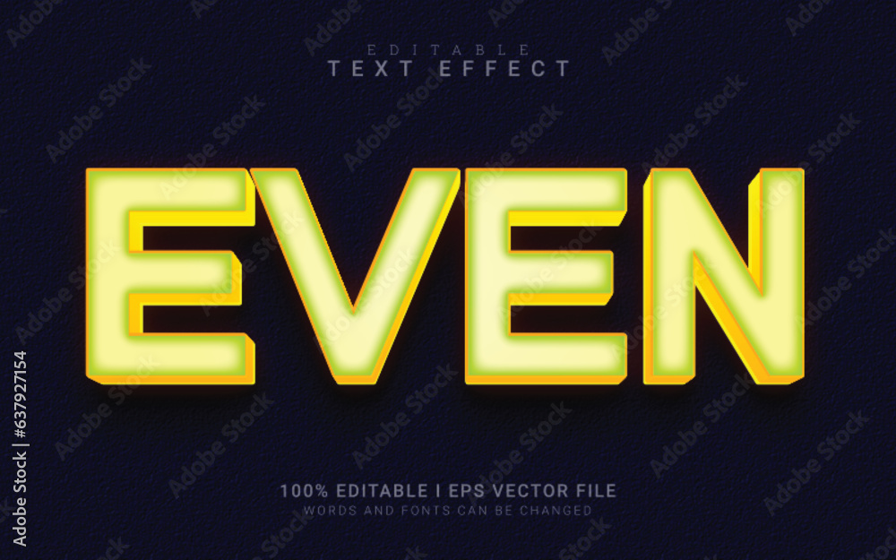 Even Style 3D Text Effect Full Editable Vector Stock Vector | Adobe Stock