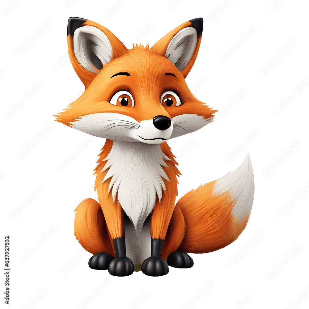 cute fox character, kids storybook type illustration with transparent ...