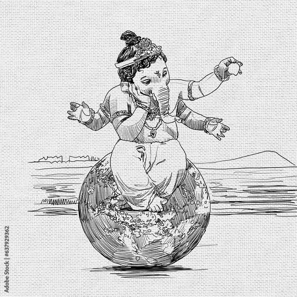 illustration of lord Ganesha for Ganesha Chaturthi festival of India ...