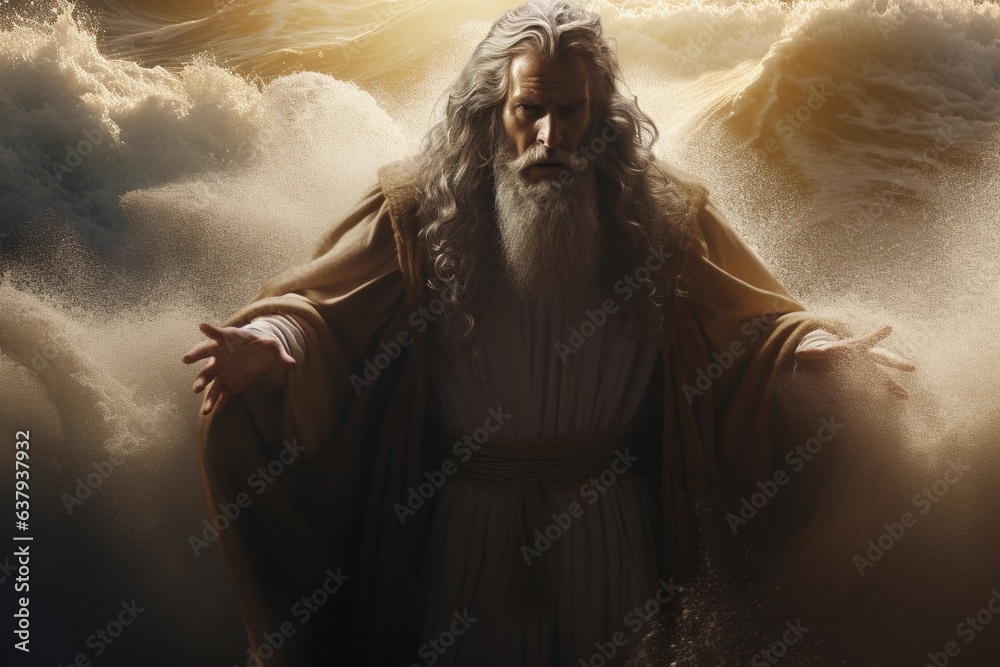 Religious biblical concept, the story of Moses parting the sea, flight ...