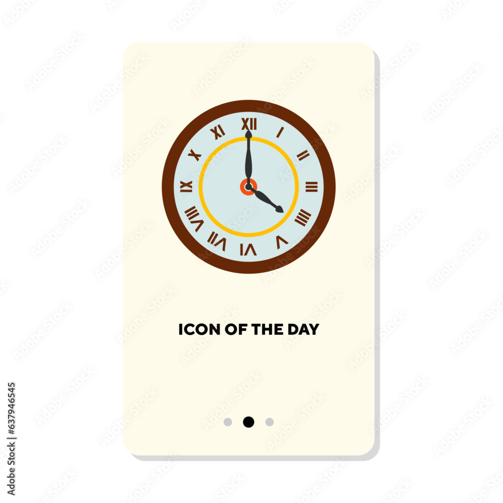 Retro clock on white background. Timer cartoon illustration. Measuring ...
