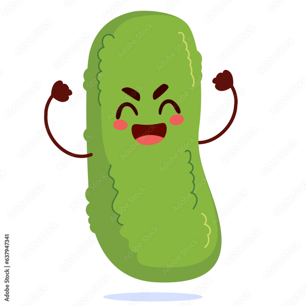 Vector illustration of cheerful pickle character drawing cartoon flat ...