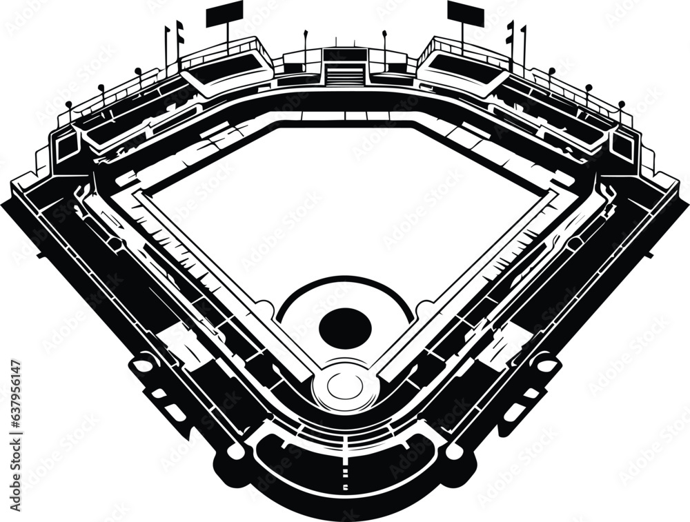 Baseball Stadium Field Logo Monochrome Design Style Stock Vector ...