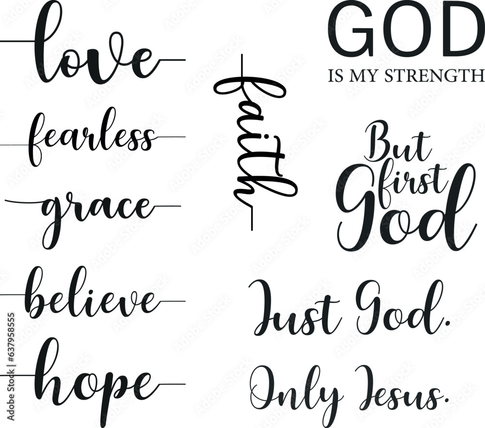 Christian words with tails, Christian quotes set, Biblical Scripture ...