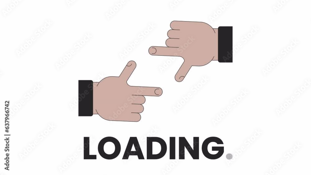 Sun clouds in finger frame line 2D loading animation. Finger focus ...