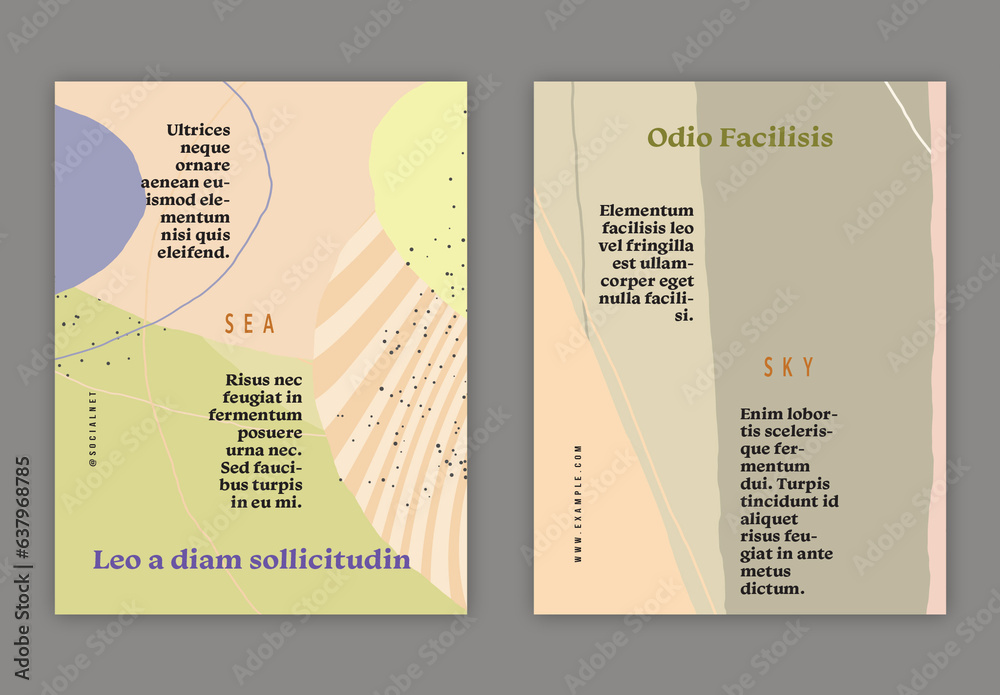 US Letter Flyer Overlapping Blobs Textured With Spots And Lines Stock ...