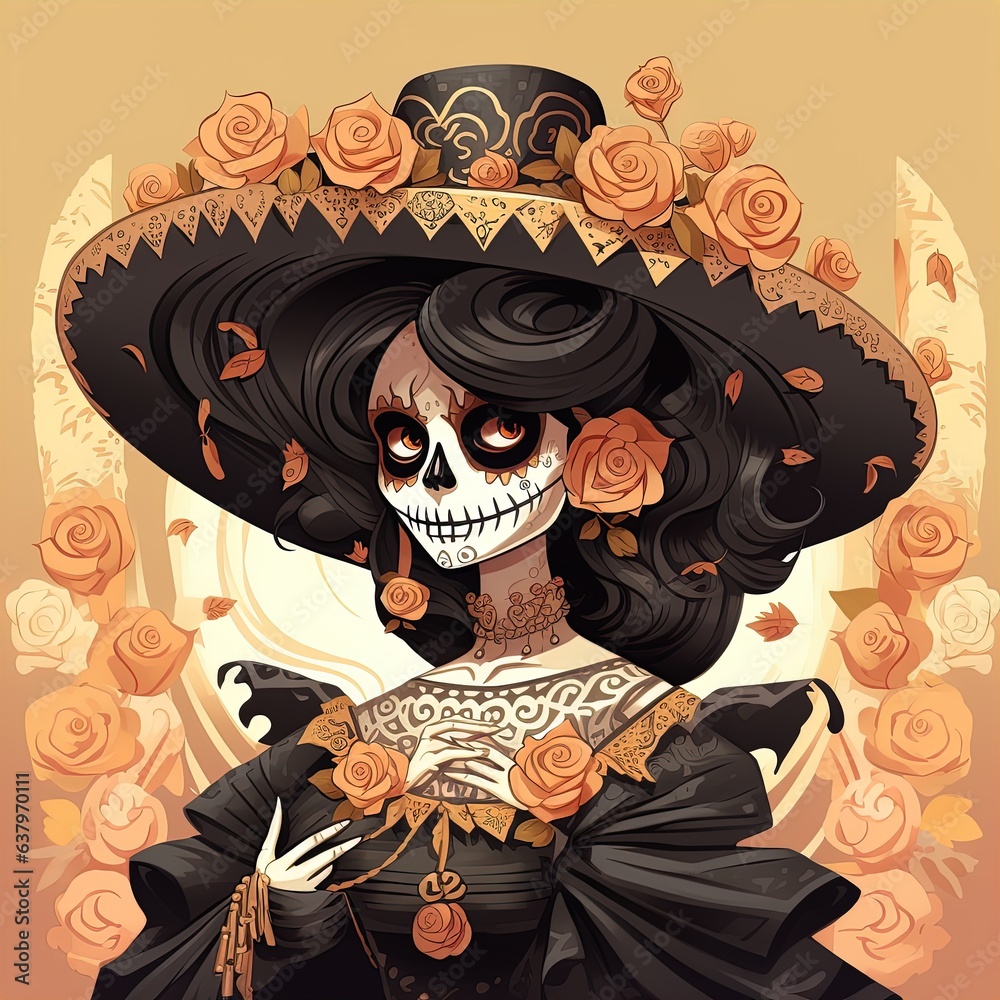 la catrina jovial skeleton death goddess dnd. Generative AI Stock ...