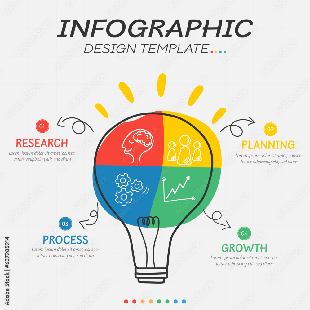 Idea infographic doodle design template. Hand drawn Timeline concept ...