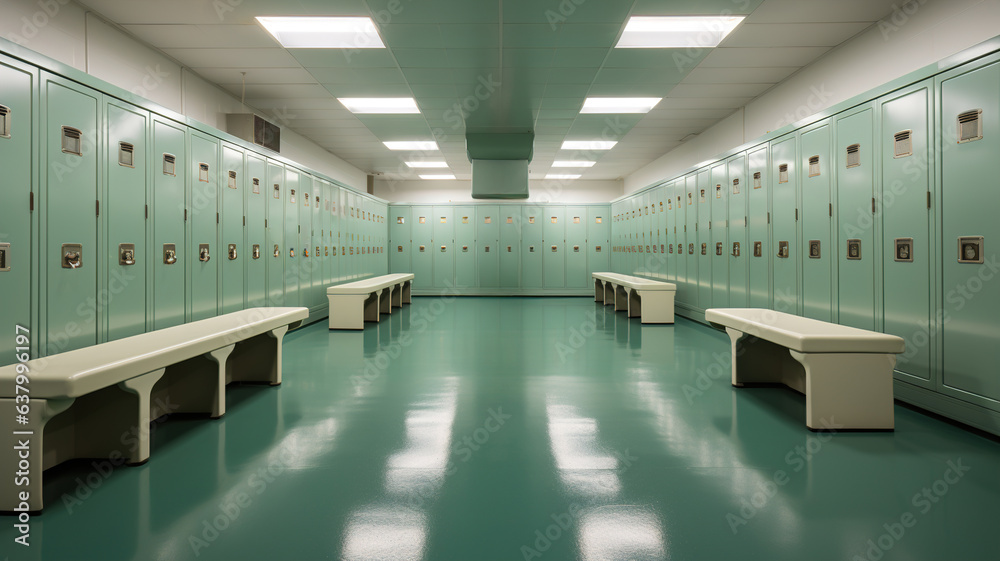 Sports Locker Room Interior. Soccer Team School Dressing Room. Football ...