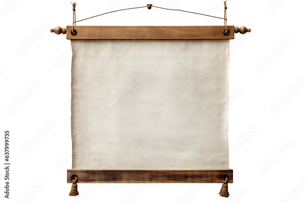 Empty Vintage Parchment Banner Scroll Isolated on Transparent ...