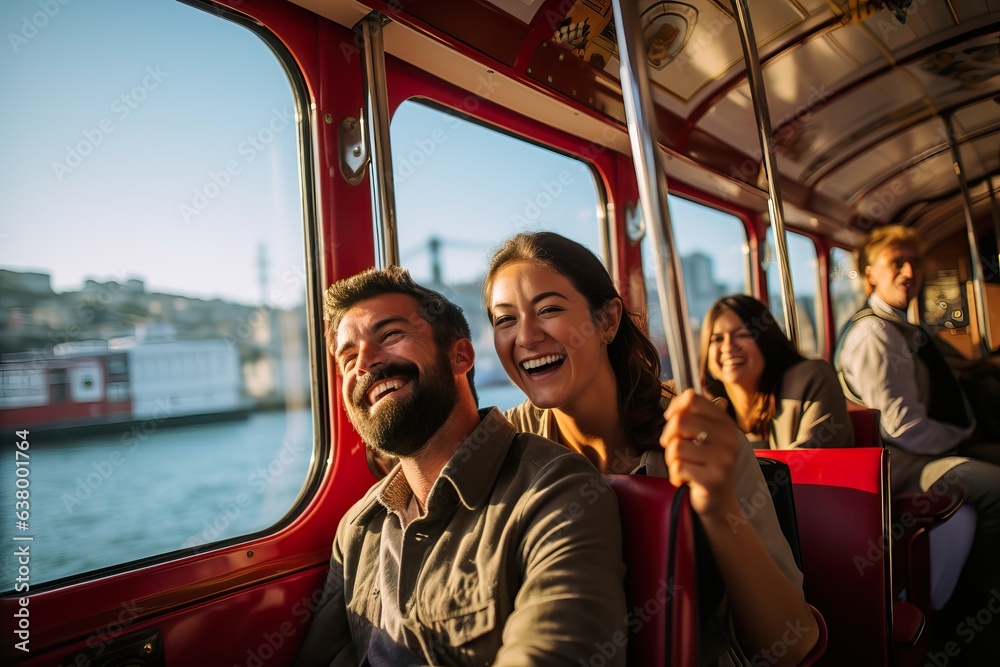 Tourists Capturing Landmarks on Open-Deck Bus Tour. Generative AI ...