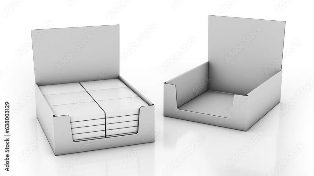 Trade packaging for placement on store shelves. Cardboard box. 3d ...