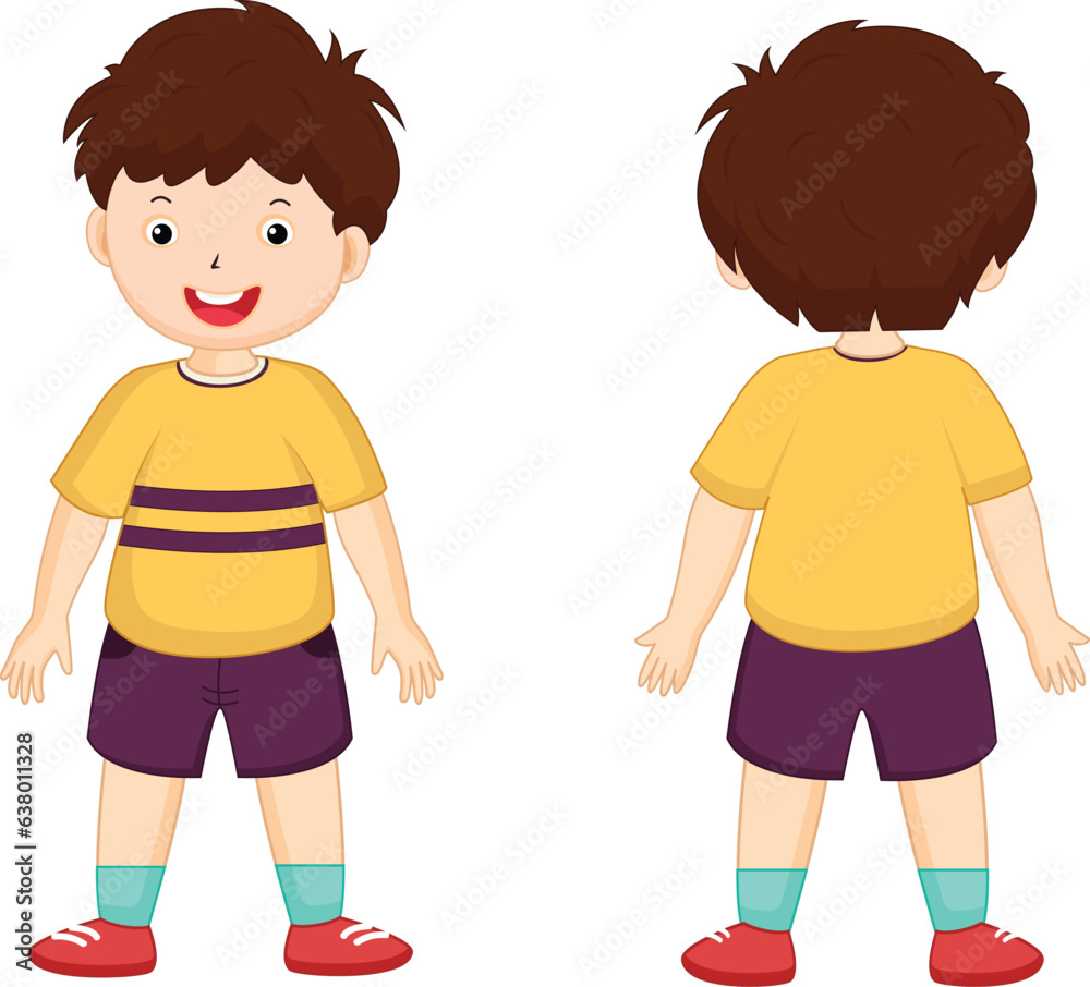 boy is standing front and back pose Stock Vector | Adobe Stock