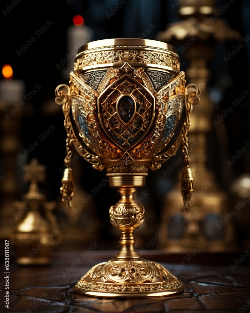 Golden chalice takes center stage, radiating an aura of royalty and ...