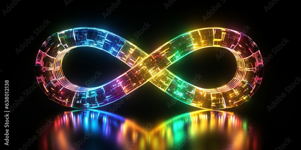 Colorful Rainbow Infinity Symbol Made from Electronics, Circuit Parts ...