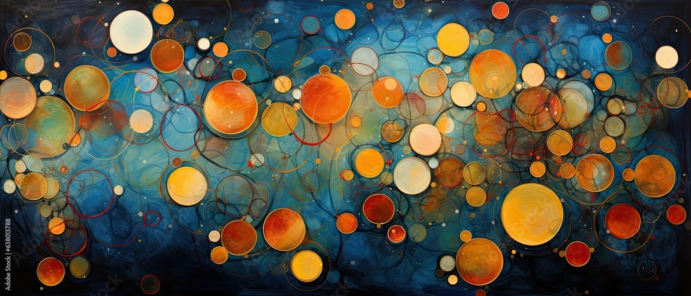 Oil-painted circles of varying sizes, overlapping and merging, evoking ...