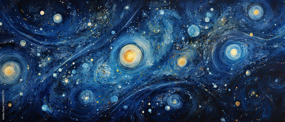 Swirls of watercolor forming cosmic patterns, dotted with white specks ...