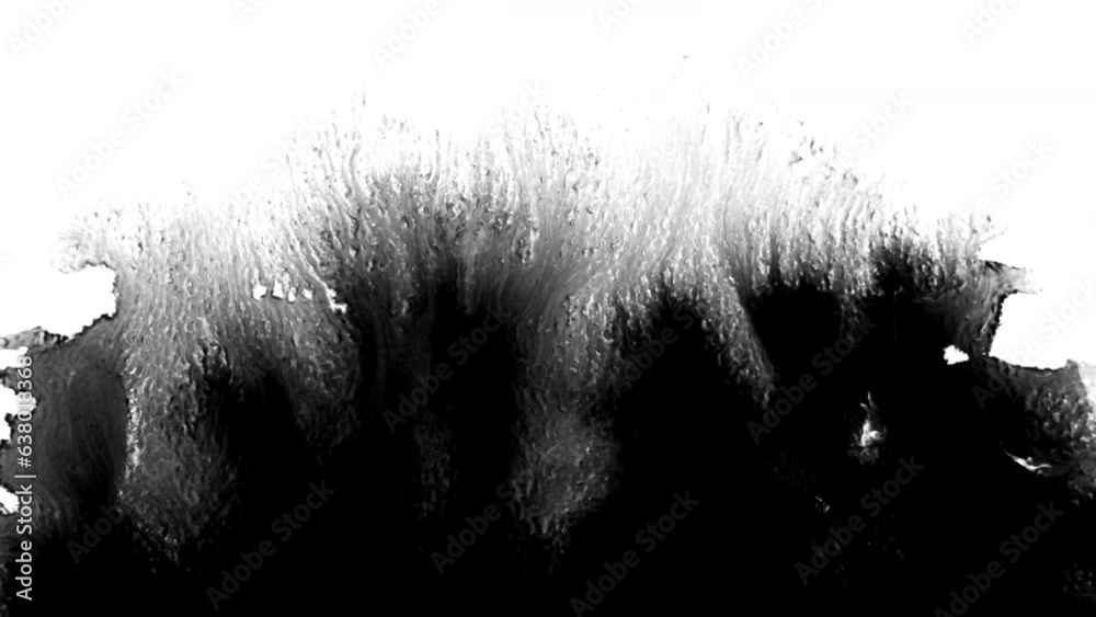 Black ink abstract background artistic flow splatter spots spills white ...