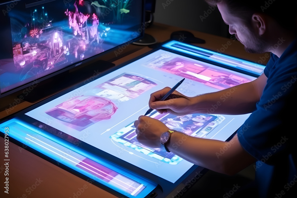 Animator sketching characters on a light table. Stock Photo | Adobe Stock