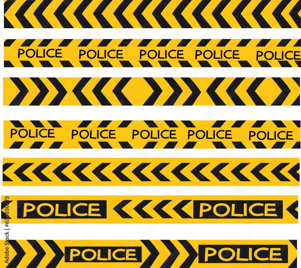 background with warning stripes. set of police tape warning alert ...