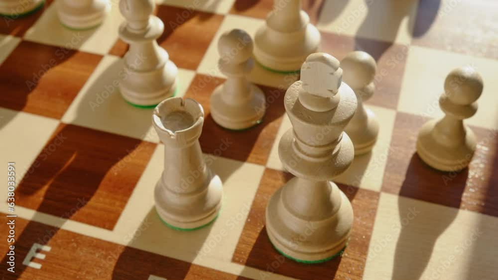 Short castling of the chess king and rook during the game, stop motion ...