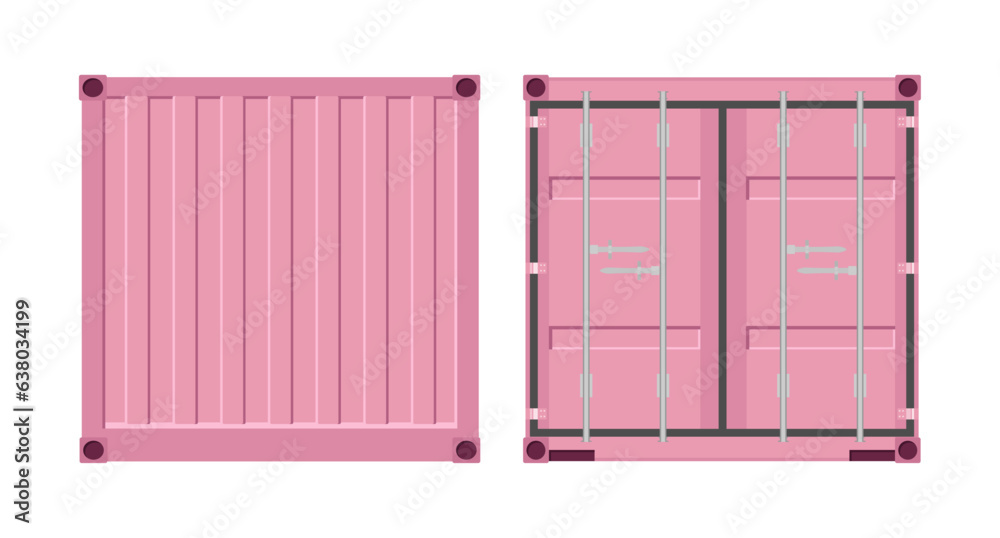 Pink cargo storage container door. Metal container for transportation ...