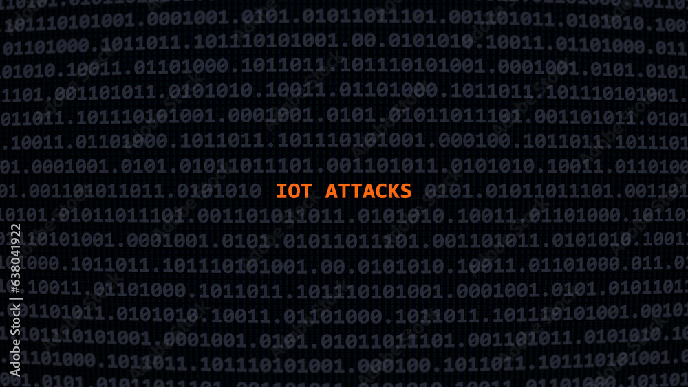 Cyber Attack Iot Attacks Vulnerability Text In Binary System Ascii Art Style Code On Editor